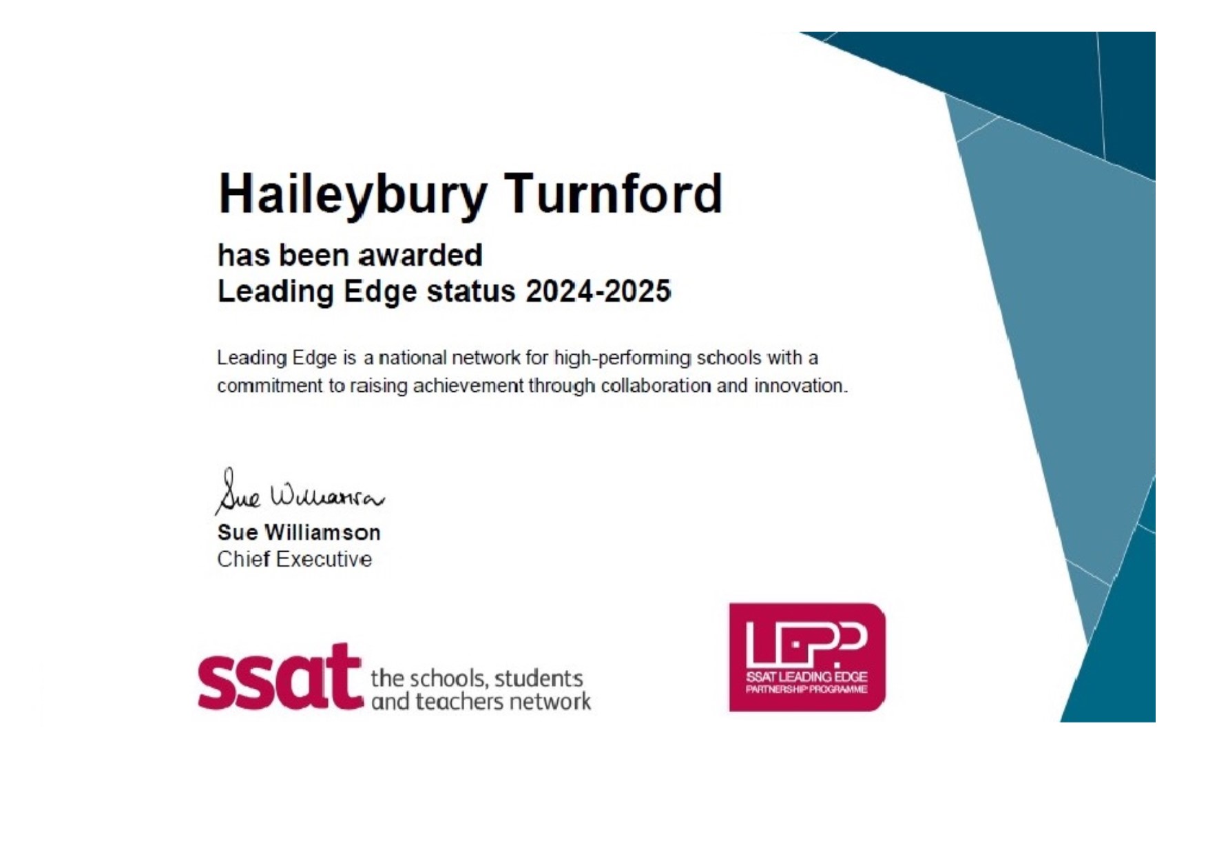 We are a High-Performing School - Haileybury Turnford